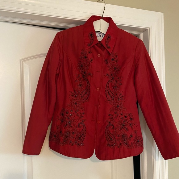 Carole Little | Jackets & Coats | Silk Jacket With Beaded Detail | Poshmark